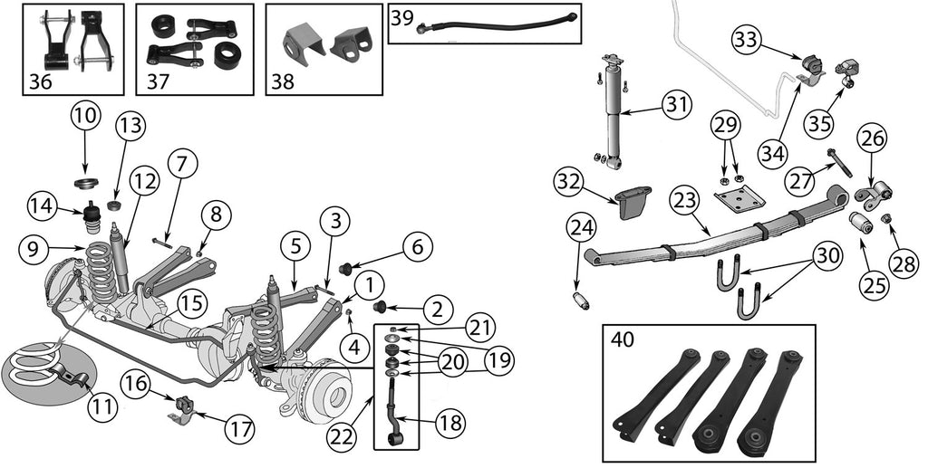 Factory Replacement Suspension Parts for '84-'01 XJ Cherokee