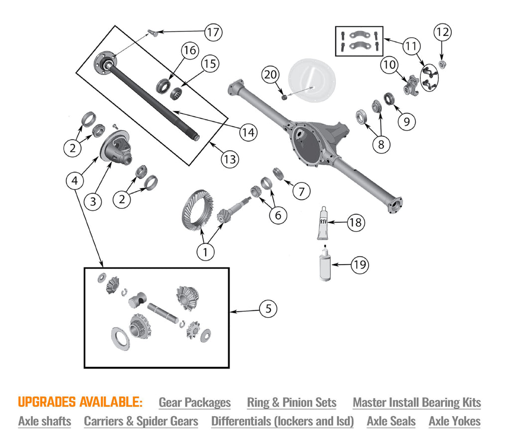 Factory Replacement Parts for Chrysler 8.25 Rear Axle - XJ Cherokee