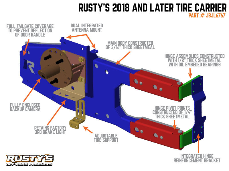 Rusty's Tire Carrier - 2018 and Later JL Wrangler – Rusty's Off-Road ...